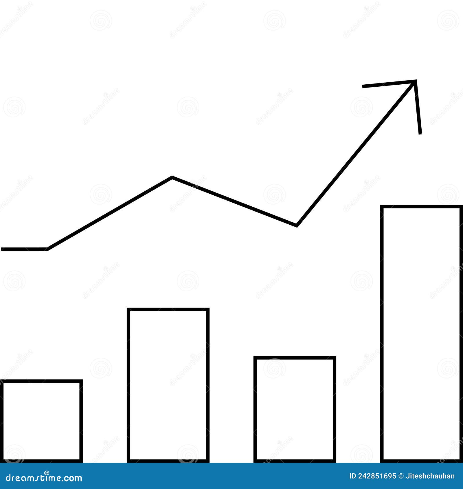 Fluctuating Graph Flat Thin Line Icon with Editable Strokes Stock ...