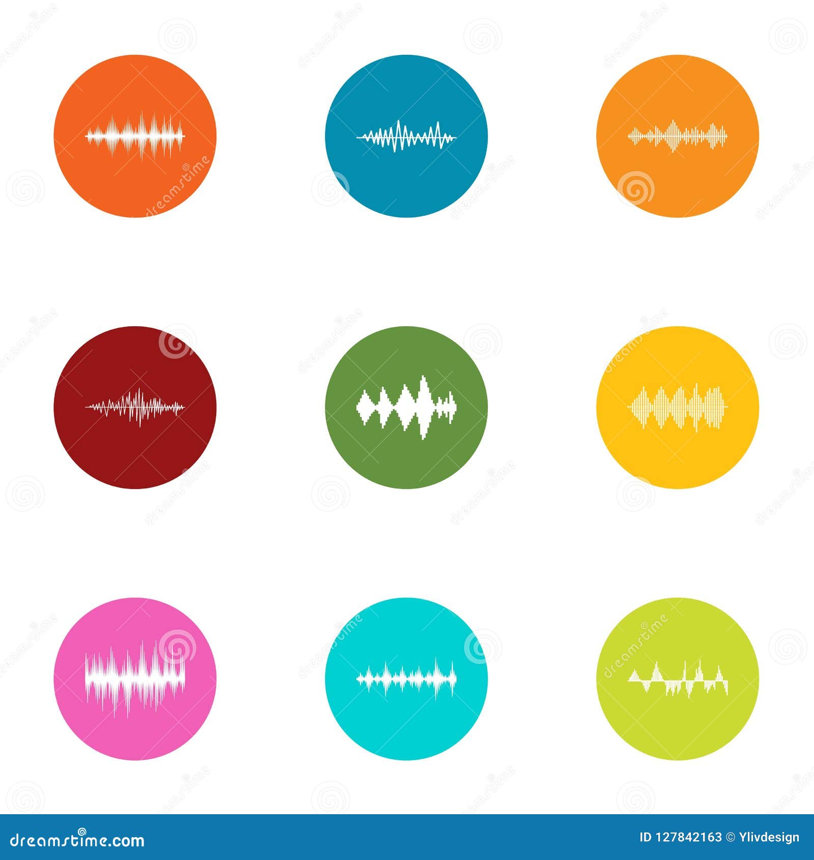 Fluctuation Icons Set, Flat Style Stock Vector - Illustration of ...