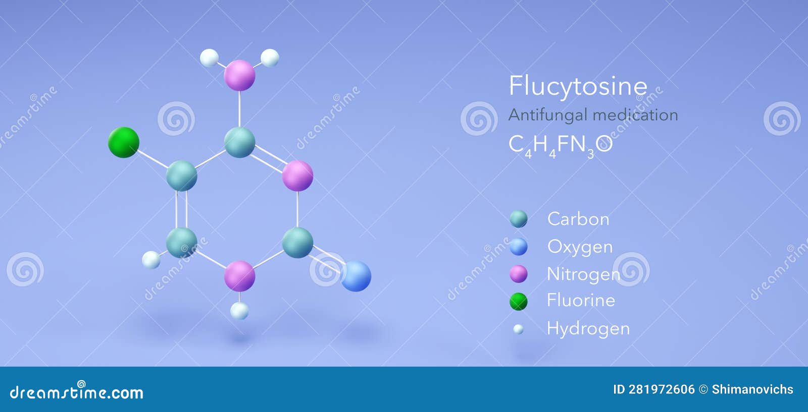 Flucytosine Molecular Structure, 3d Model Molecule, Antifungal ...