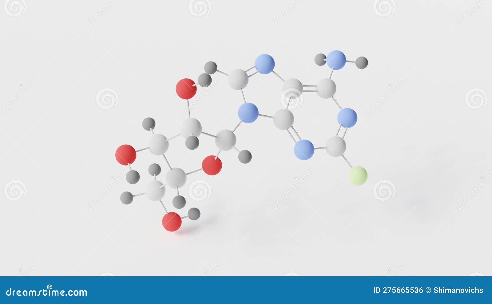 Fludarabine Molecule 3d, Molecular Structure, Ball and Stick Model ...