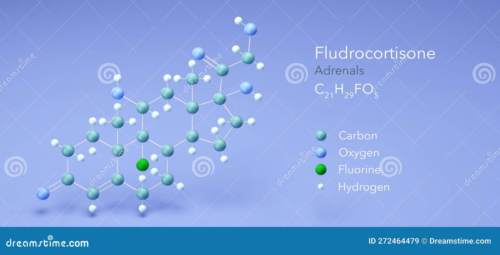 Fludrocortisone Molecule, Molecular Structures, Adrenals, 3d Model ...
