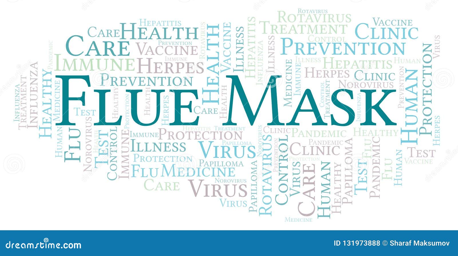 Flue Mask Word Cloud, Made with Text only Stock Illustration ...
