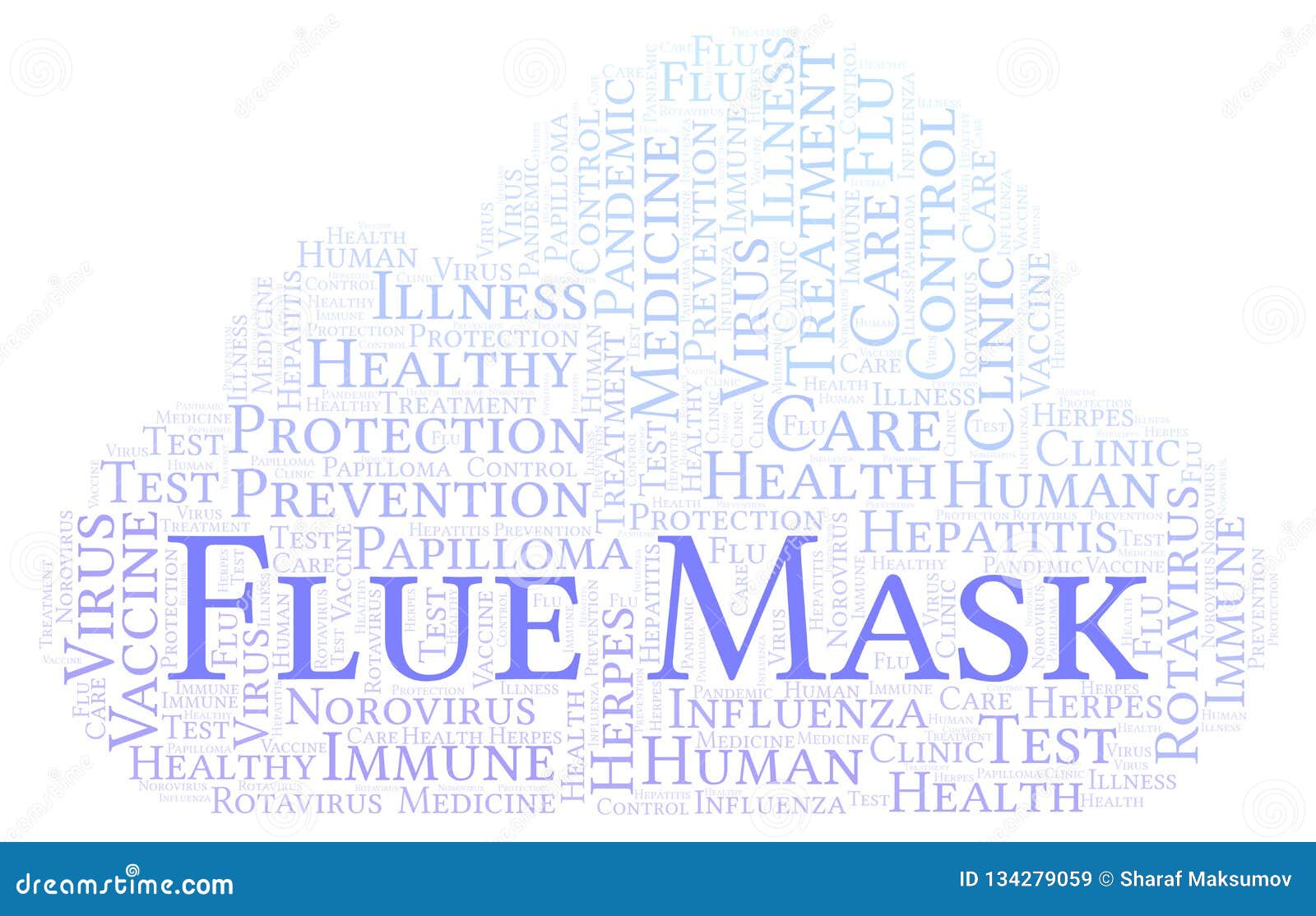 Flue Mask Word Cloud, Made with Text only Stock Illustration ...