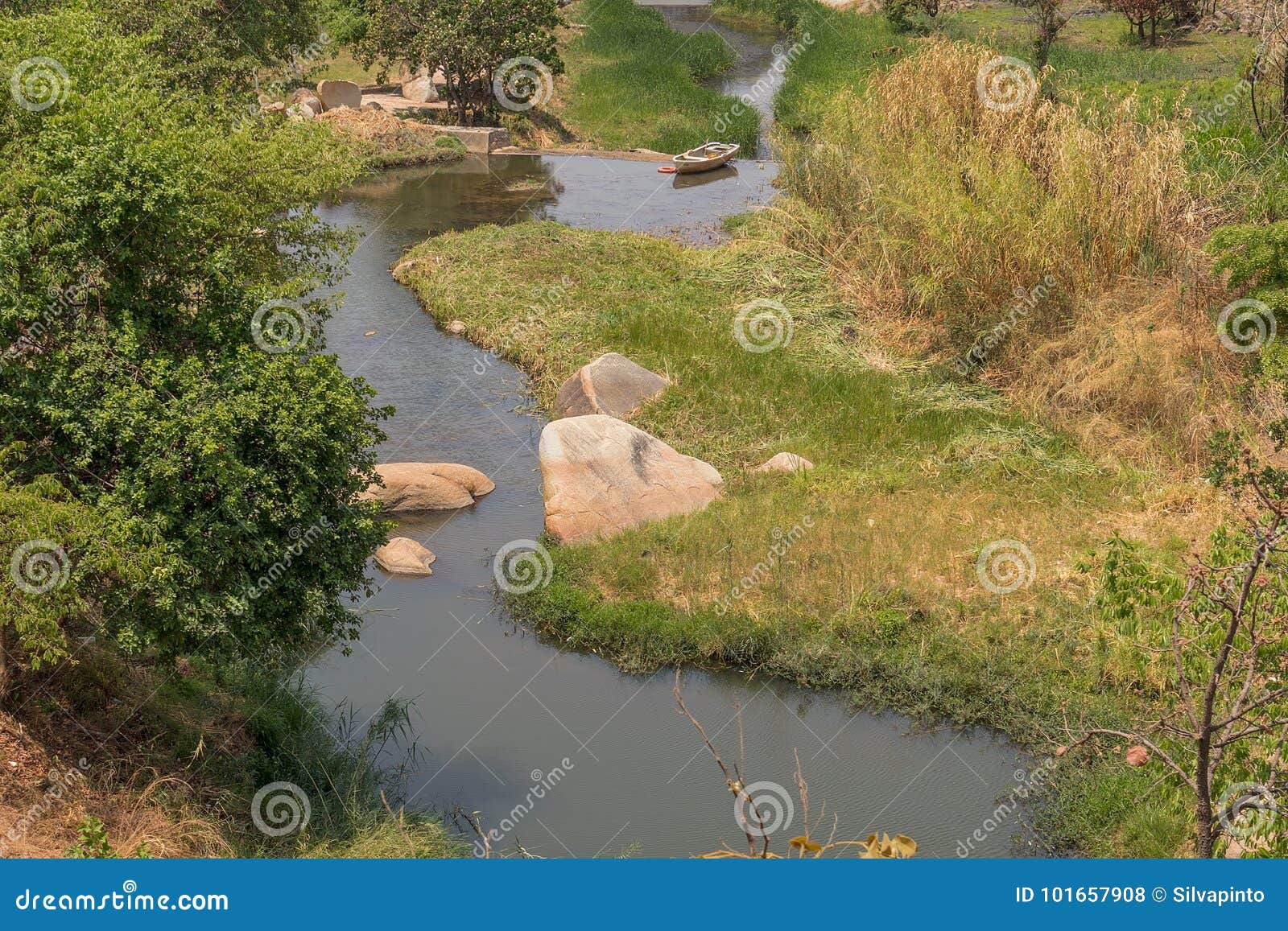 Fluent River With Rocks And Vegetation In Africa. Lubango. Angola ...