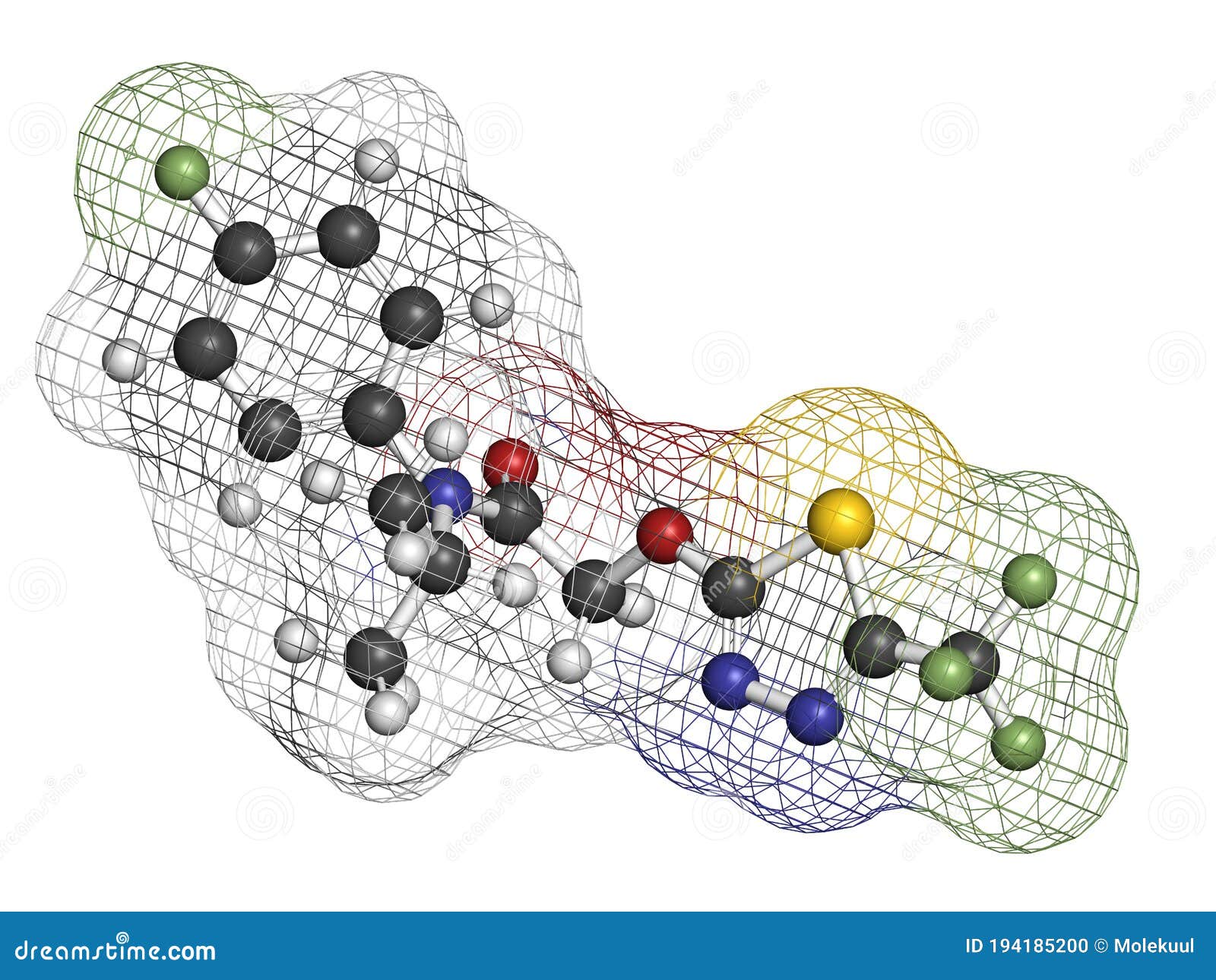 Flufenacet Herbicide Molecule. 3D Rendering. Atoms are Represented As ...