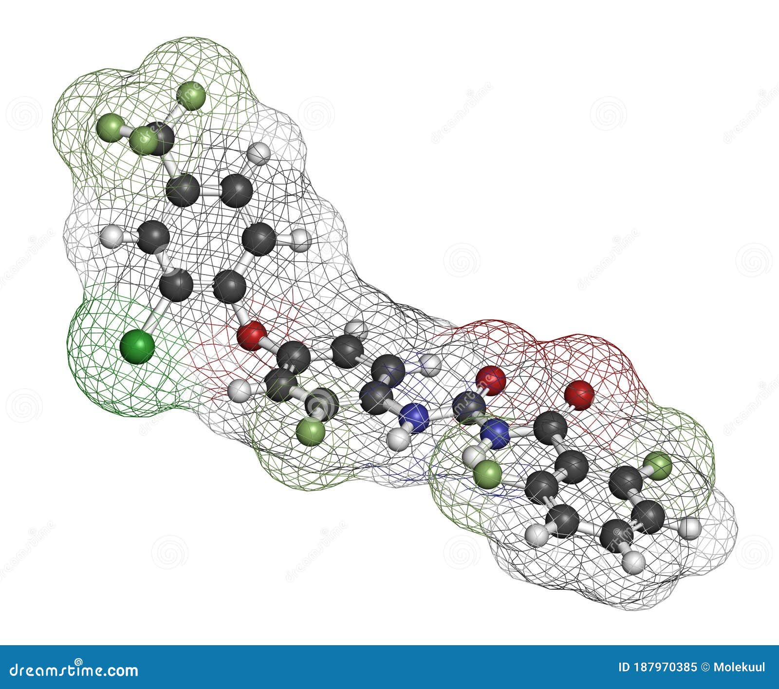 Flufenoxuron Insecticide Molecule. 3D Rendering. Atoms are Represented ...