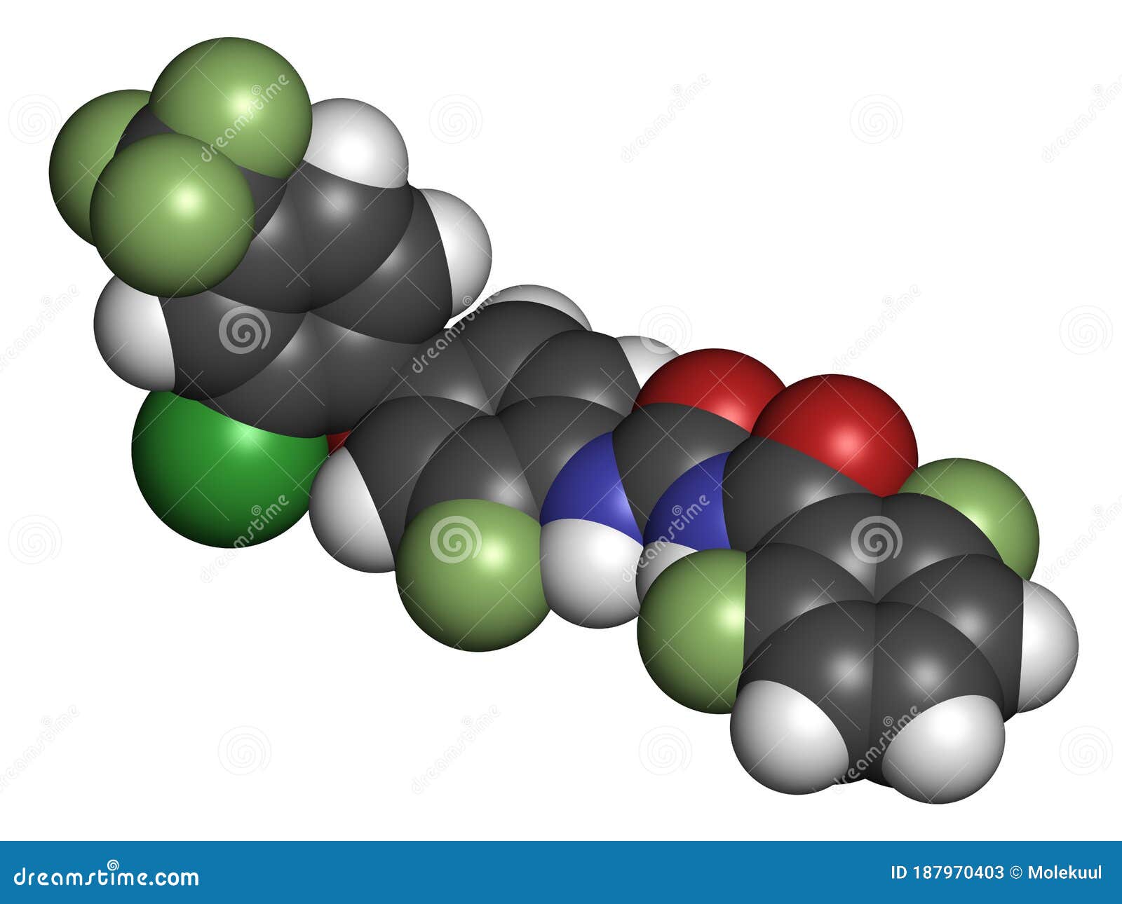 Flufenoxuron Insecticide Molecule. 3D Rendering. Atoms are Represented ...
