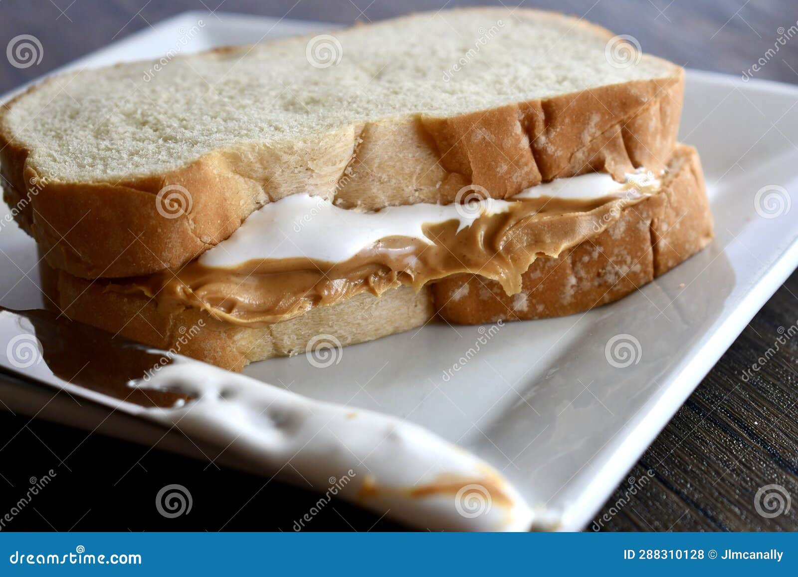 Fluffernutter sandwich stock photo. Image of butter - 288310128