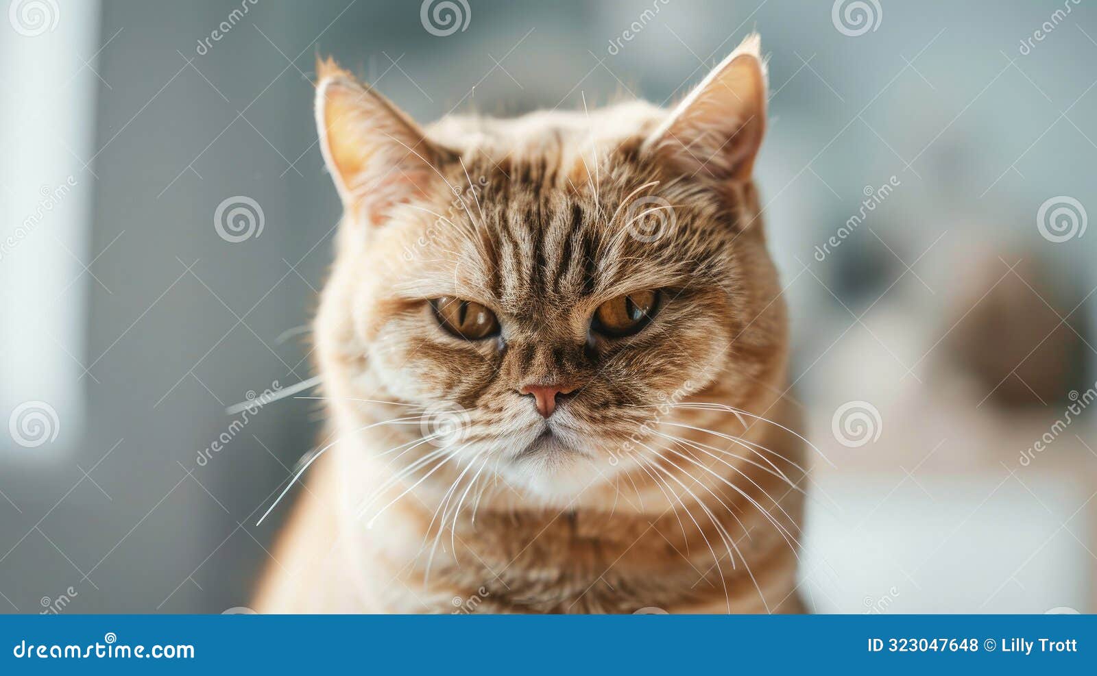 Fluffy Angry Ginger Cat Close Up Looking at the Camera, Unhappy and ...