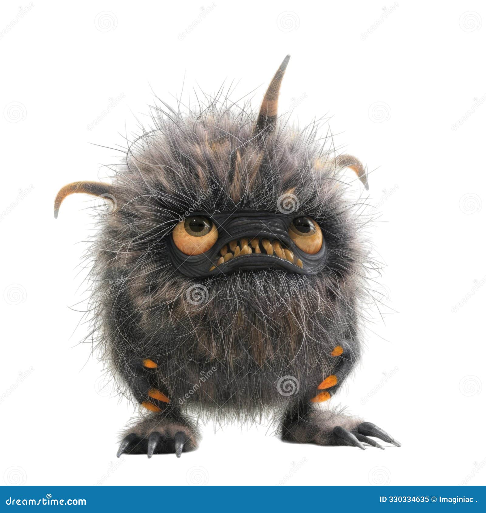 A Fluffy, Angry Monster with Sharp Claws and Teeth Stock Image ...