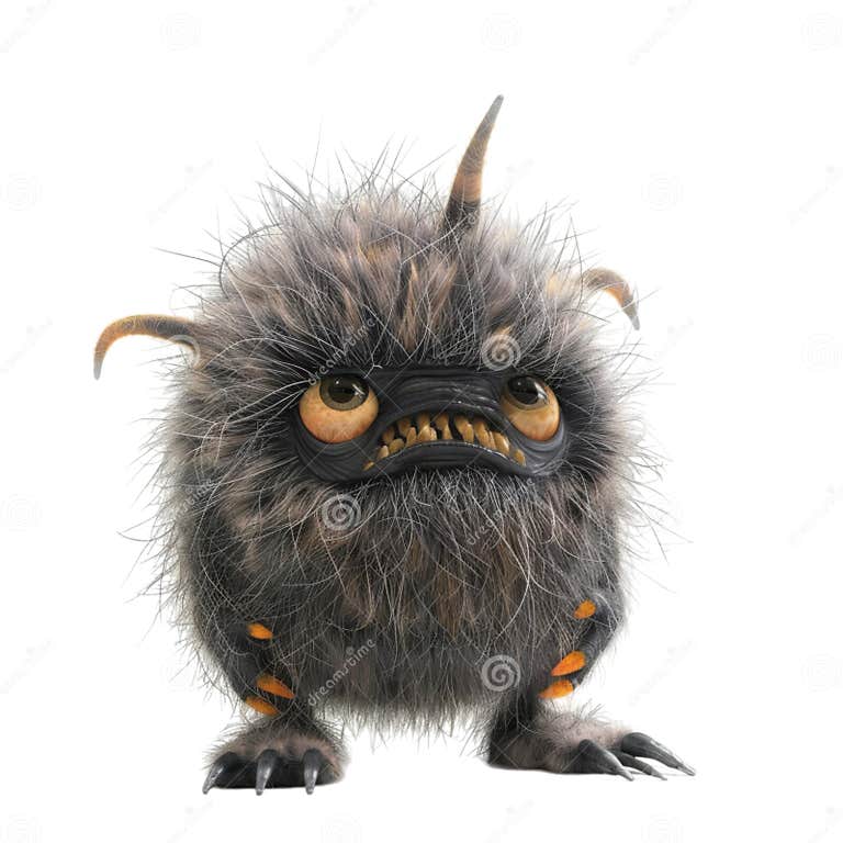 A Fluffy, Angry Monster with Sharp Claws and Teeth Stock Image ...