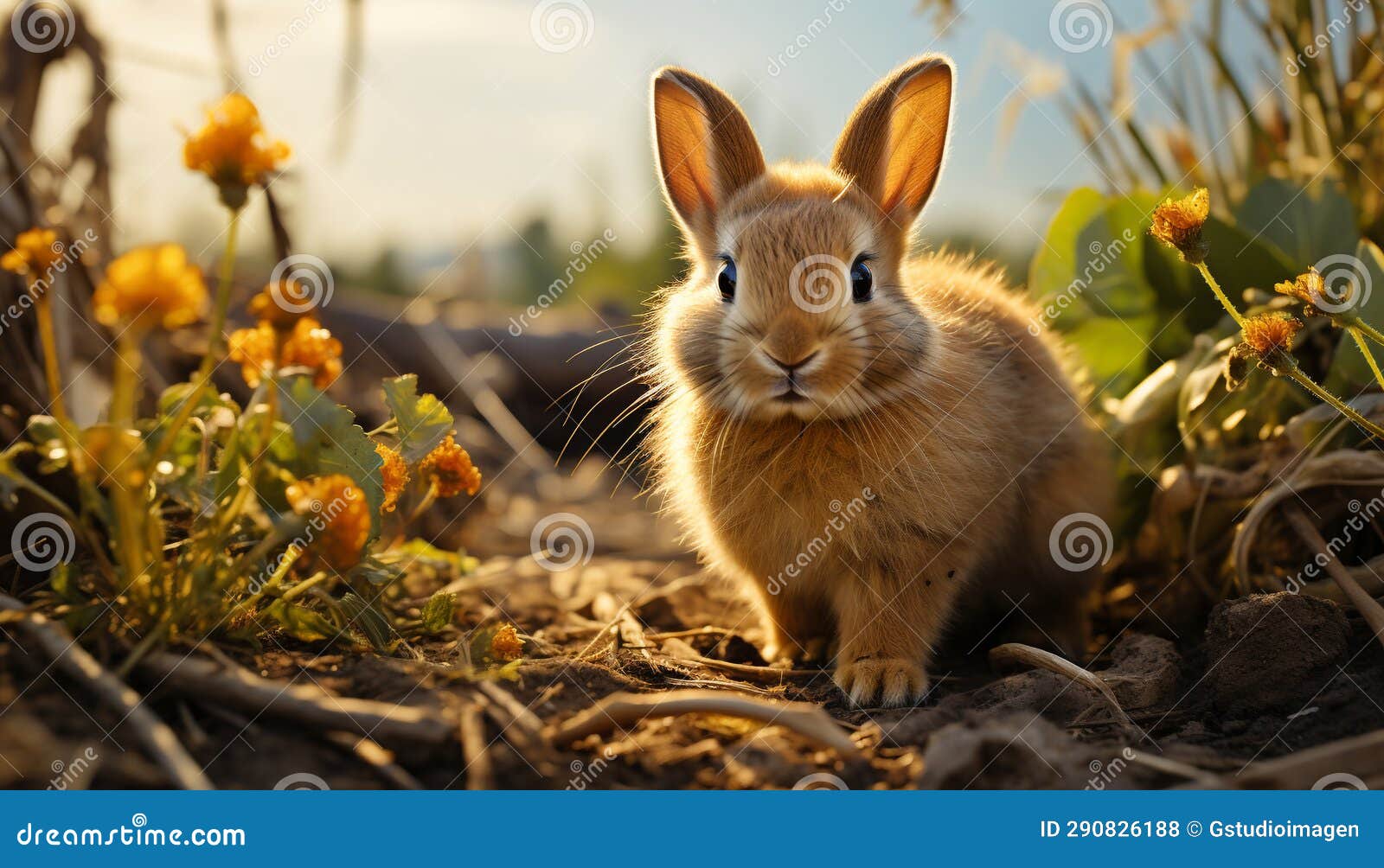 Fluffy Baby Rabbit Sitting in Grass, Enjoying the Outdoors Generated by ...