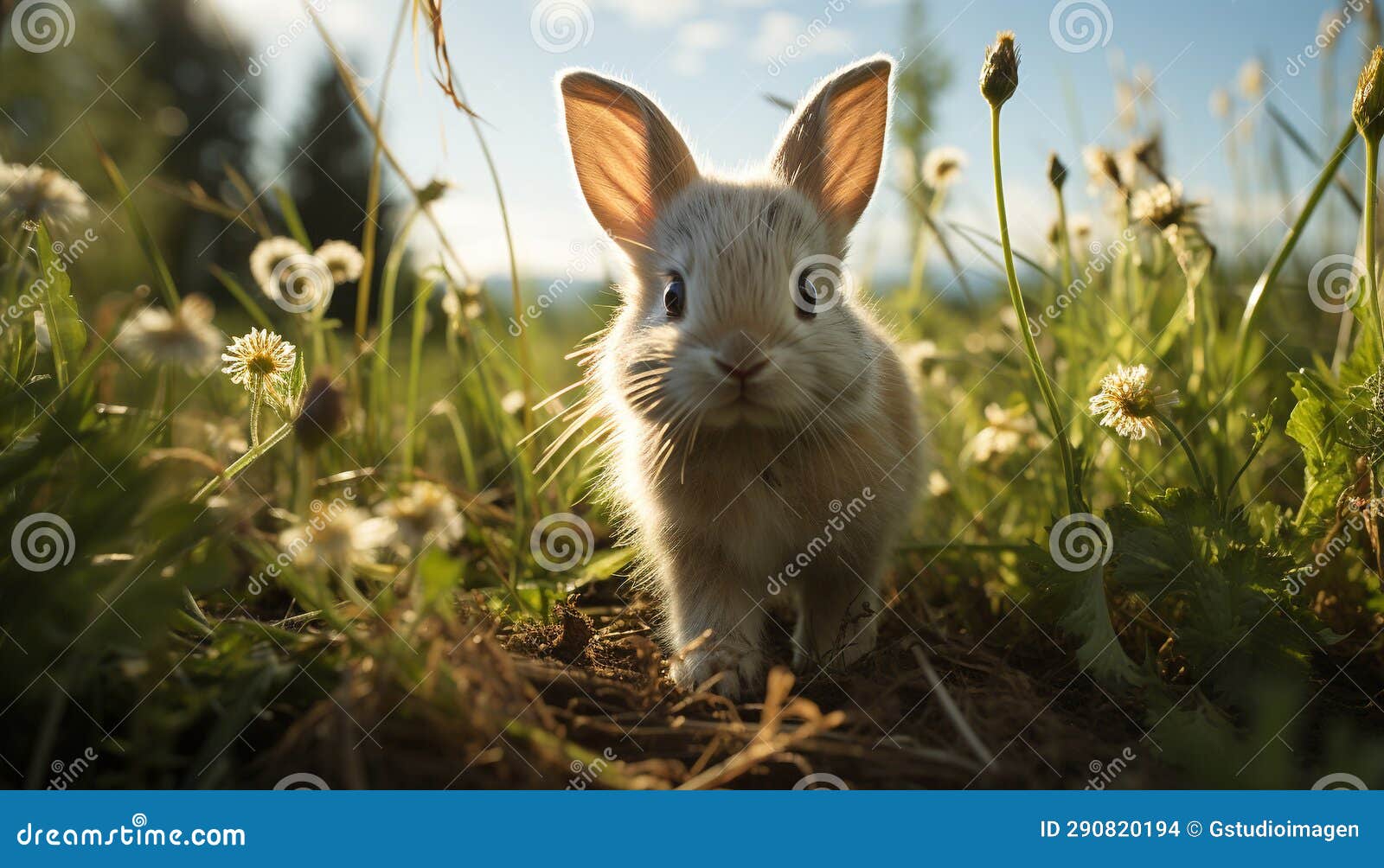 Fluffy Baby Rabbit Sitting in Green Meadow, Enjoying Springtime ...