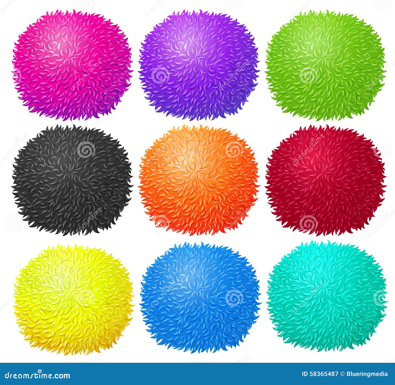 Fluffy ball in many colors stock vector. Illustration of blue - 58365487