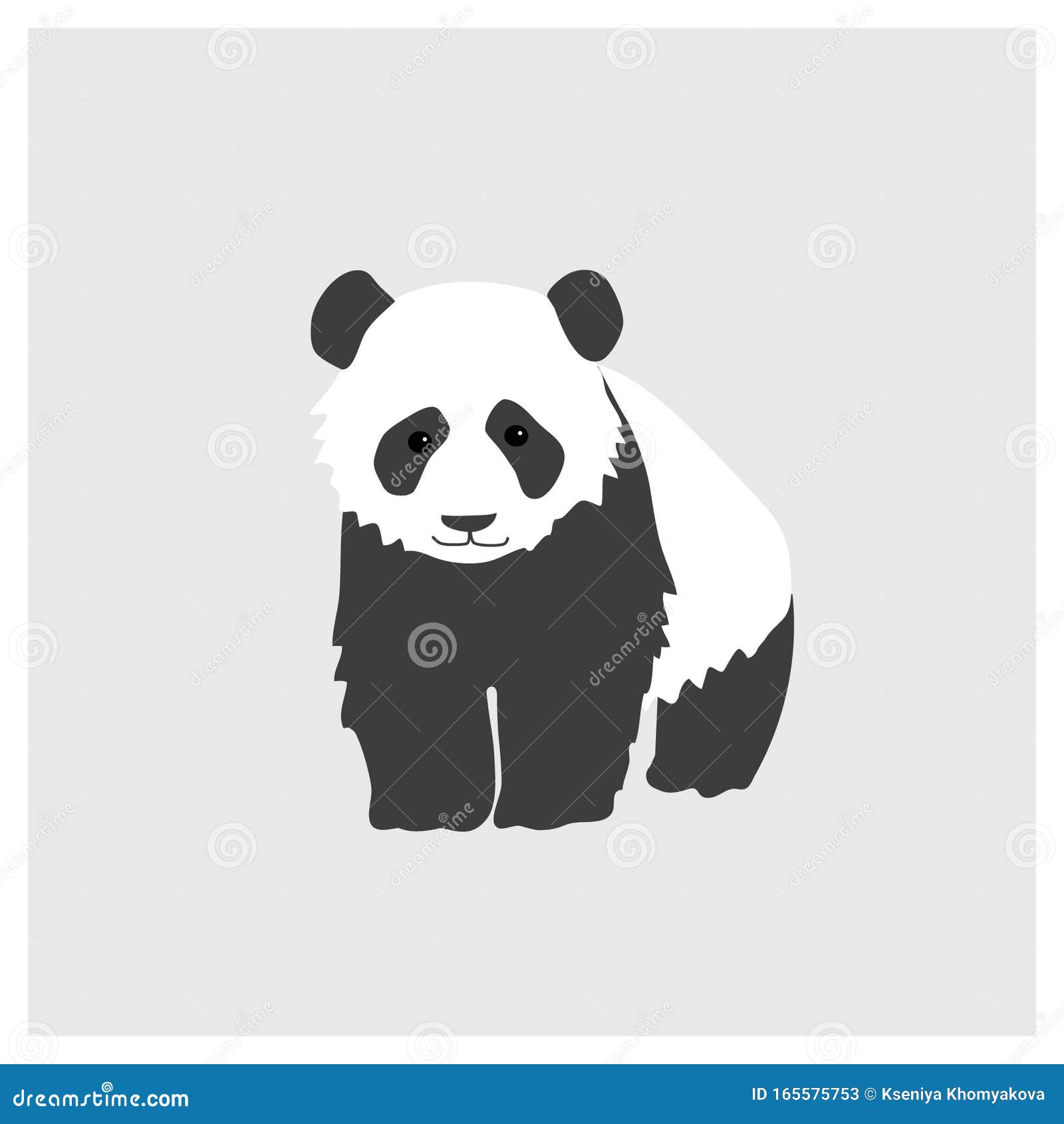 Fluffy Beautiful Panda Stands Stock Illustration - Illustration of ...