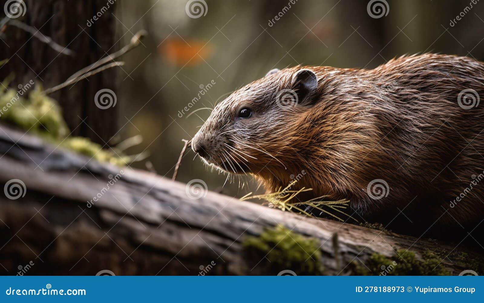Fluffy Beaver Eating Nutria on Wet Grass Generated by AI Stock ...