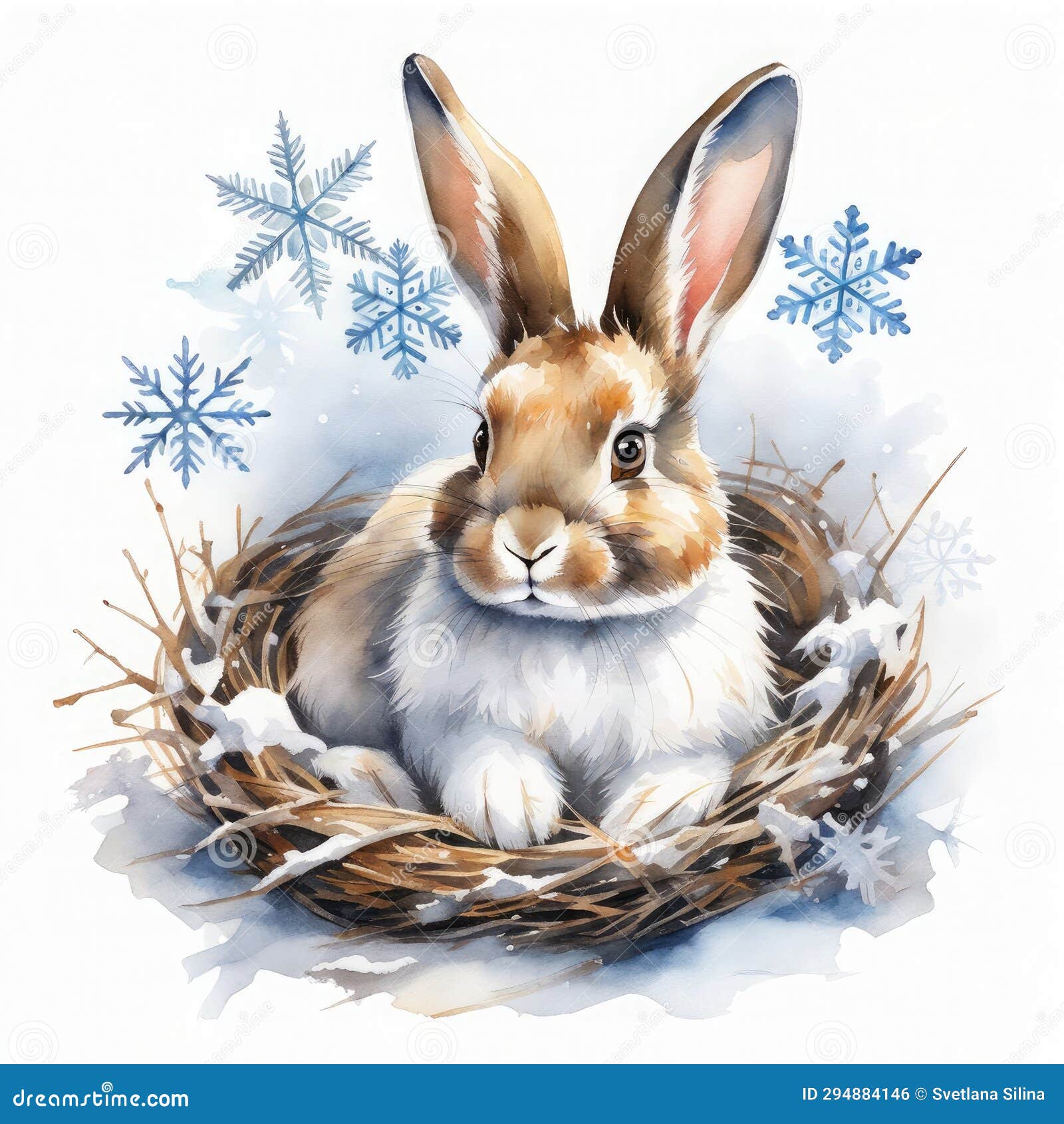 Fluffy Bunny in Snowfall stock photo. Image of animal - 294884146