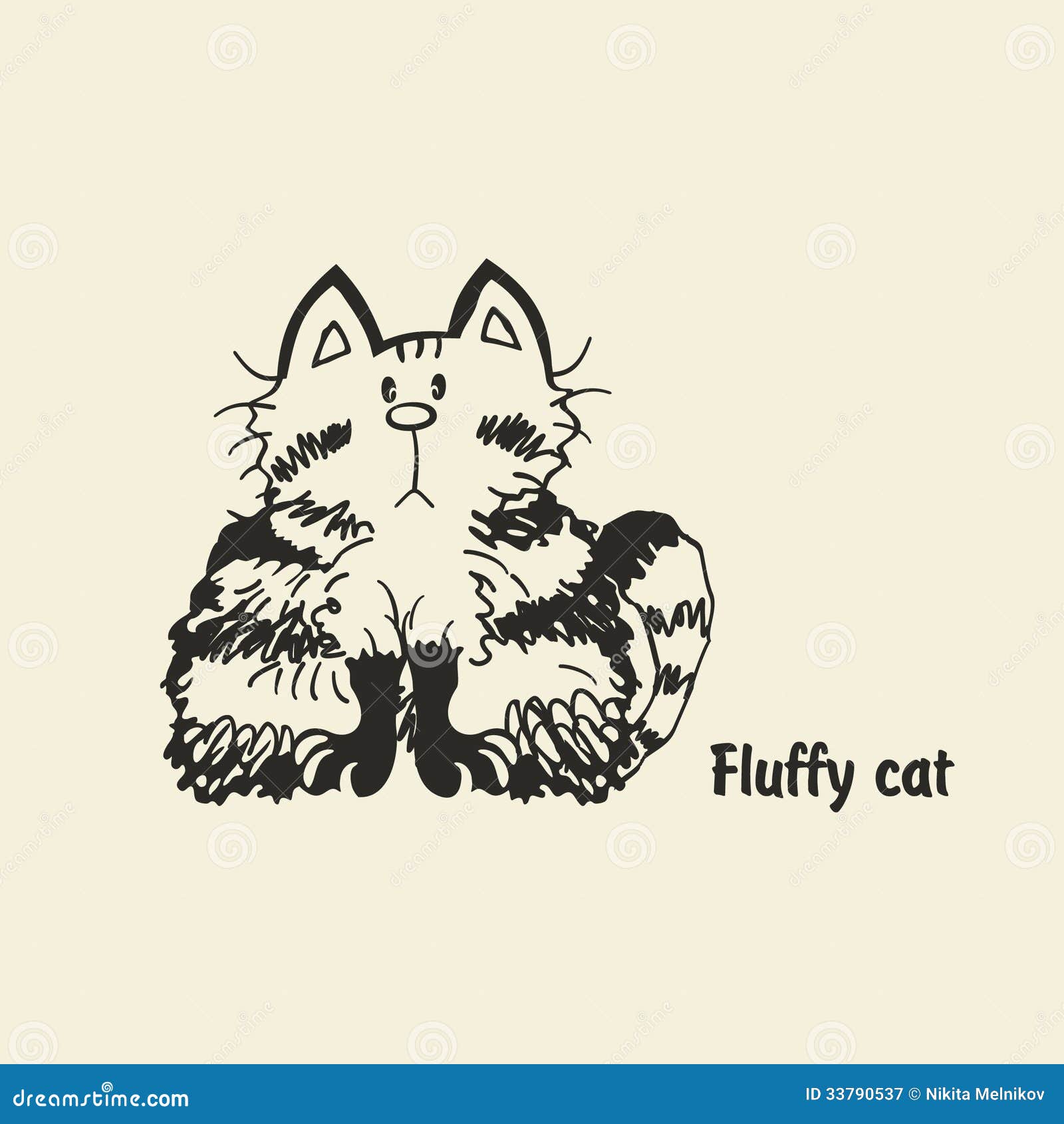 Fluffy cat stock vector. Illustration of artistic, outline - 33790537