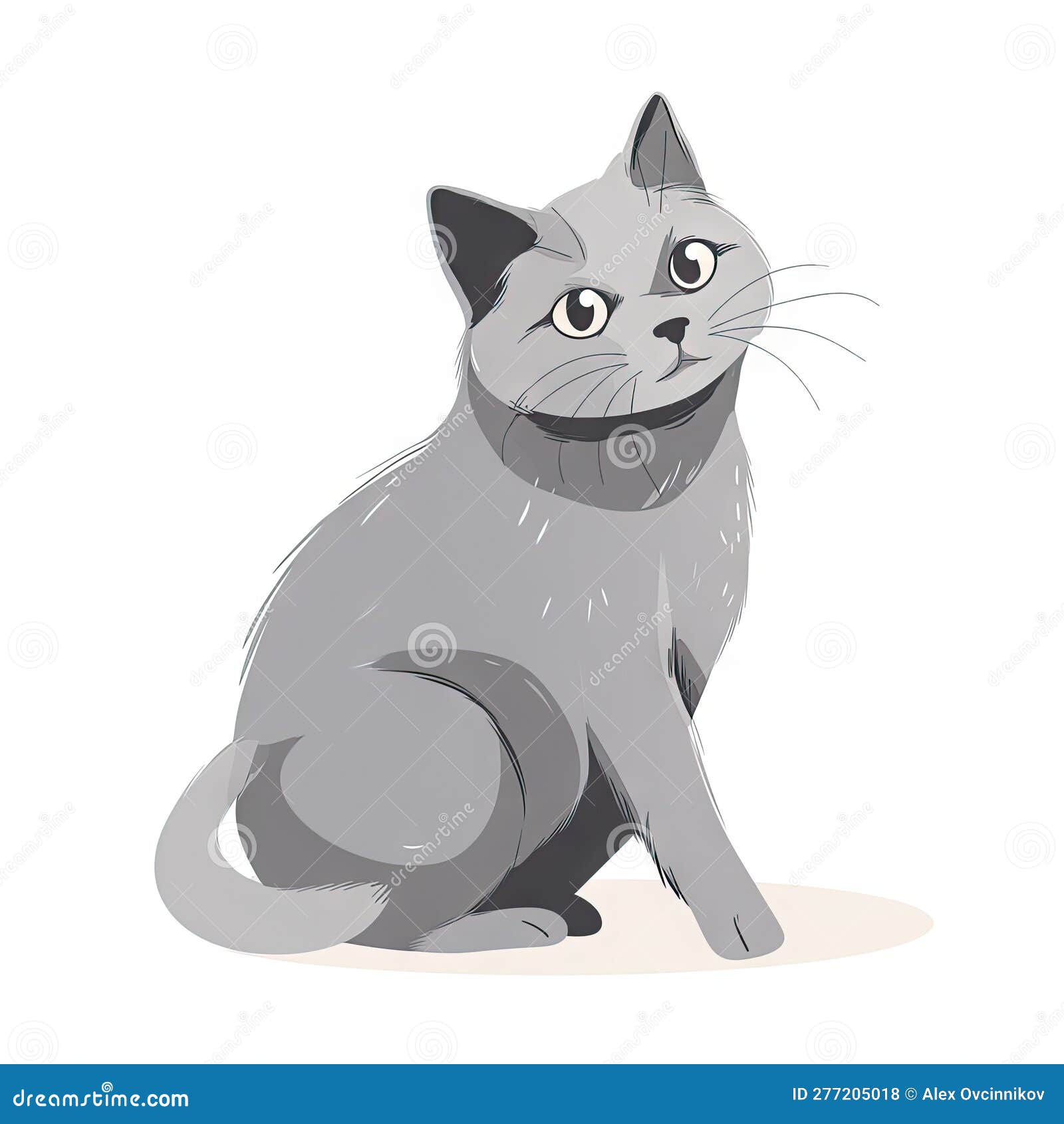 Fluffy Cat Sitting Upright for Greeting Cards and Posters. Stock ...