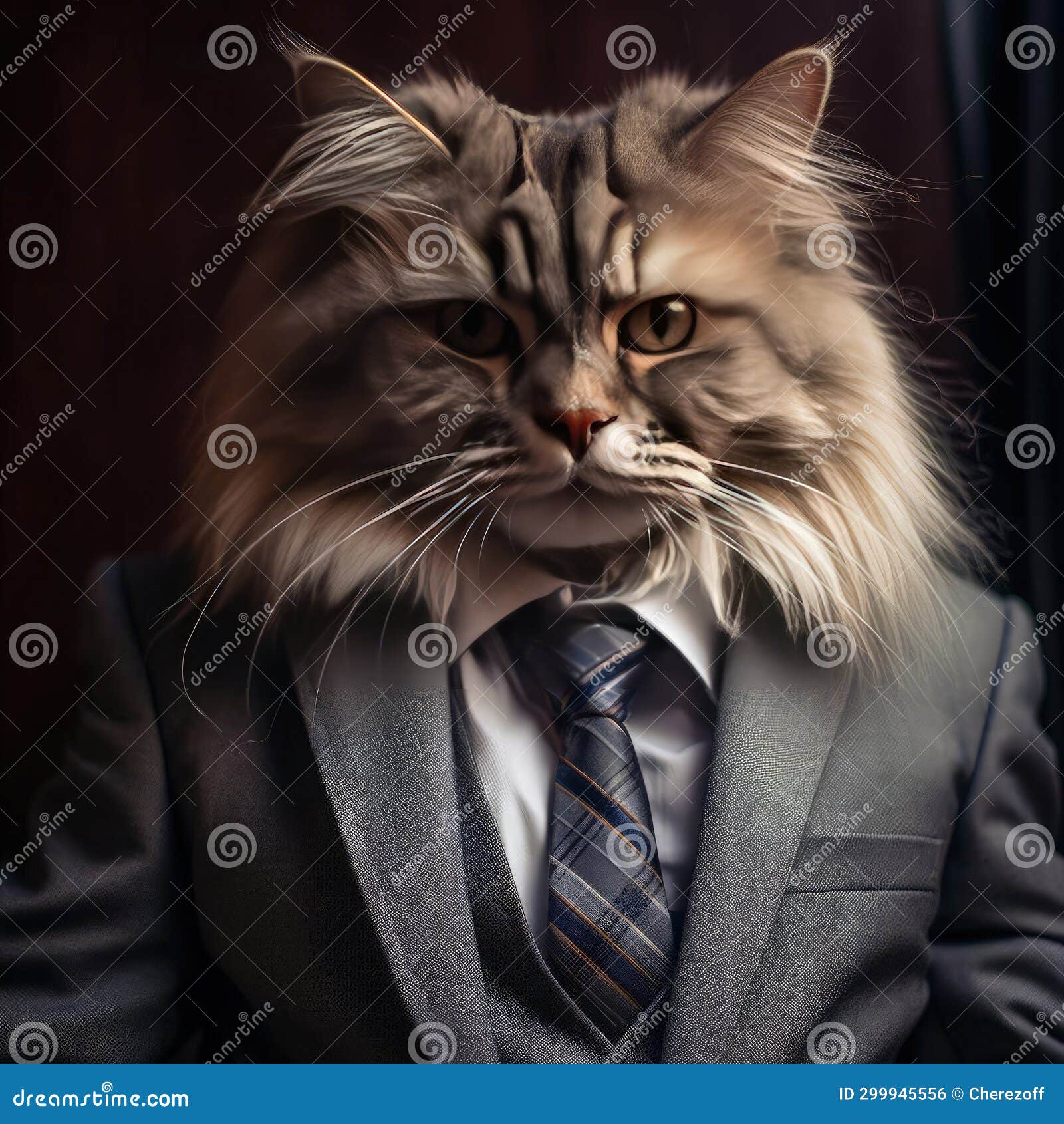 Cat in suit and tie stock photo. Image of corporate - 299945556