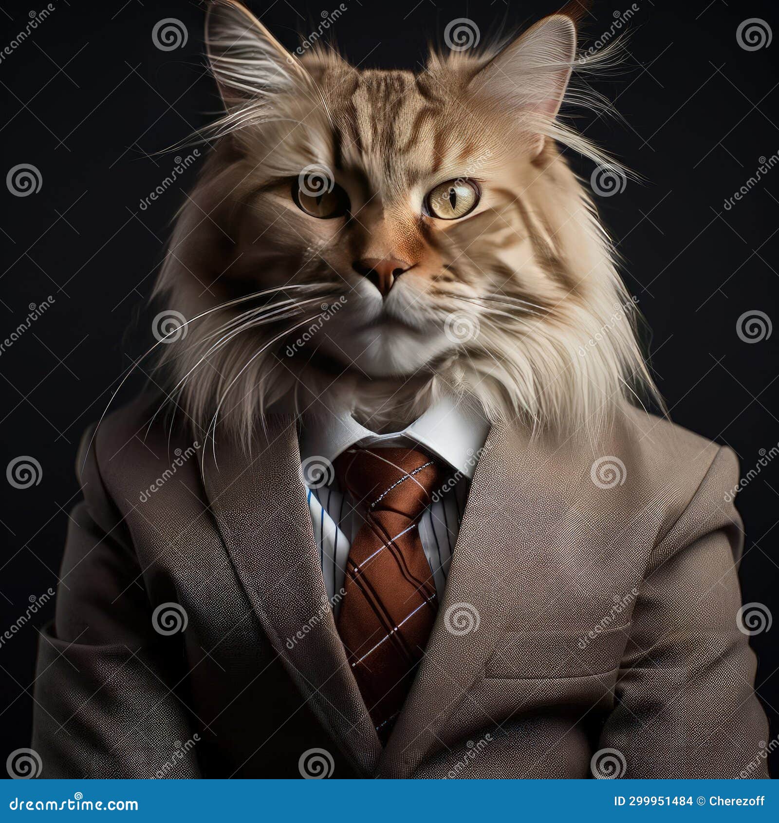 Cat in suit and tie stock photo. Image of business, education - 299951484