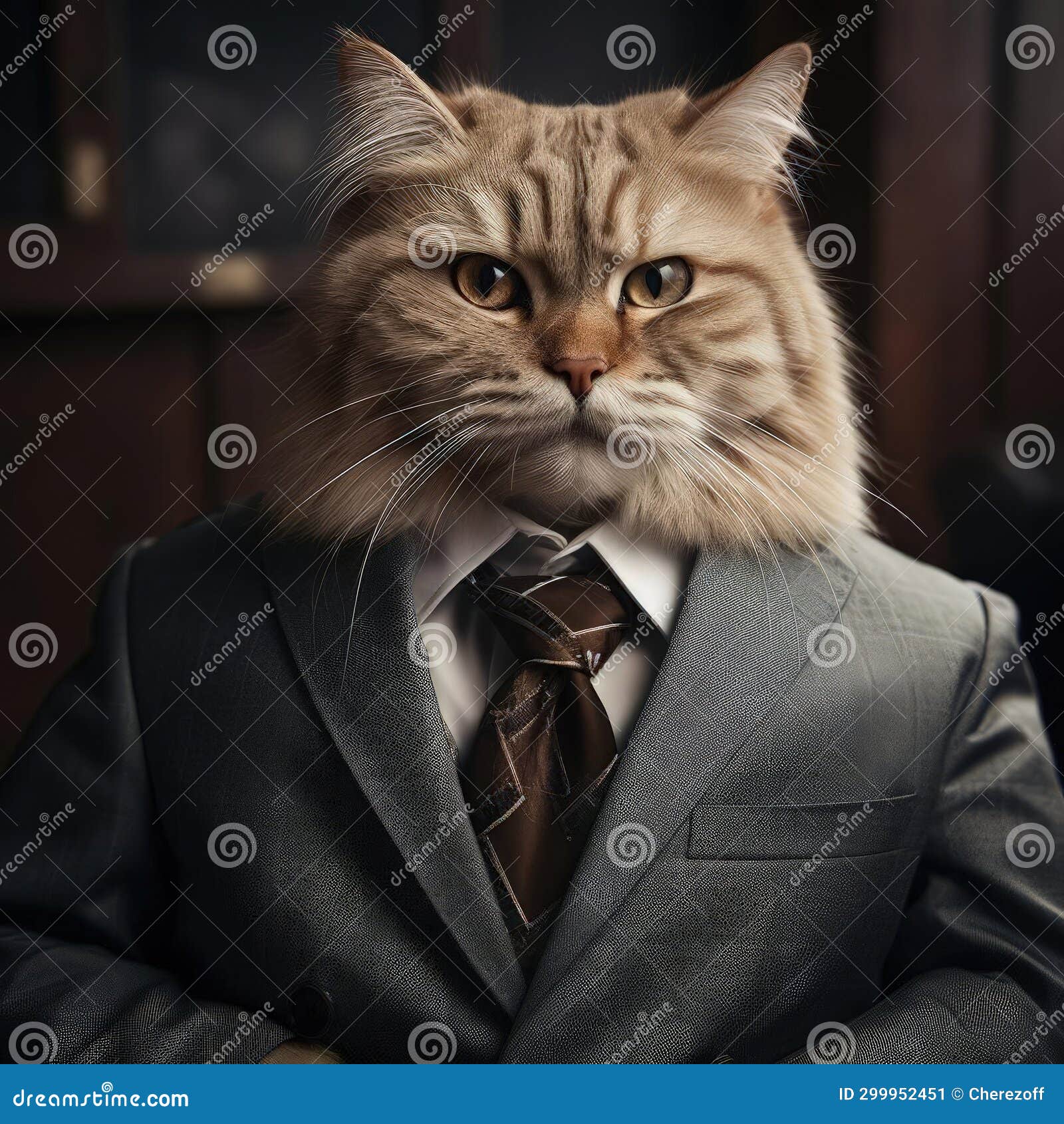 Cat in suit and tie stock image. Image of department - 299952451