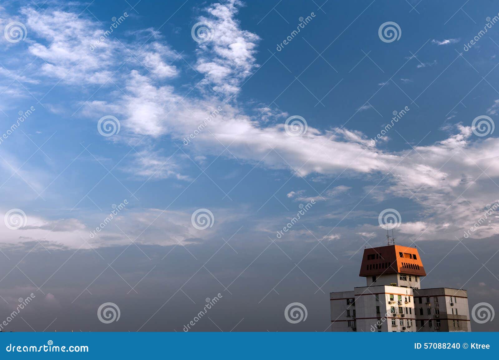 Fluffy Cloud in Blue Dusk Sky Over City Stock Photo - Image of area ...