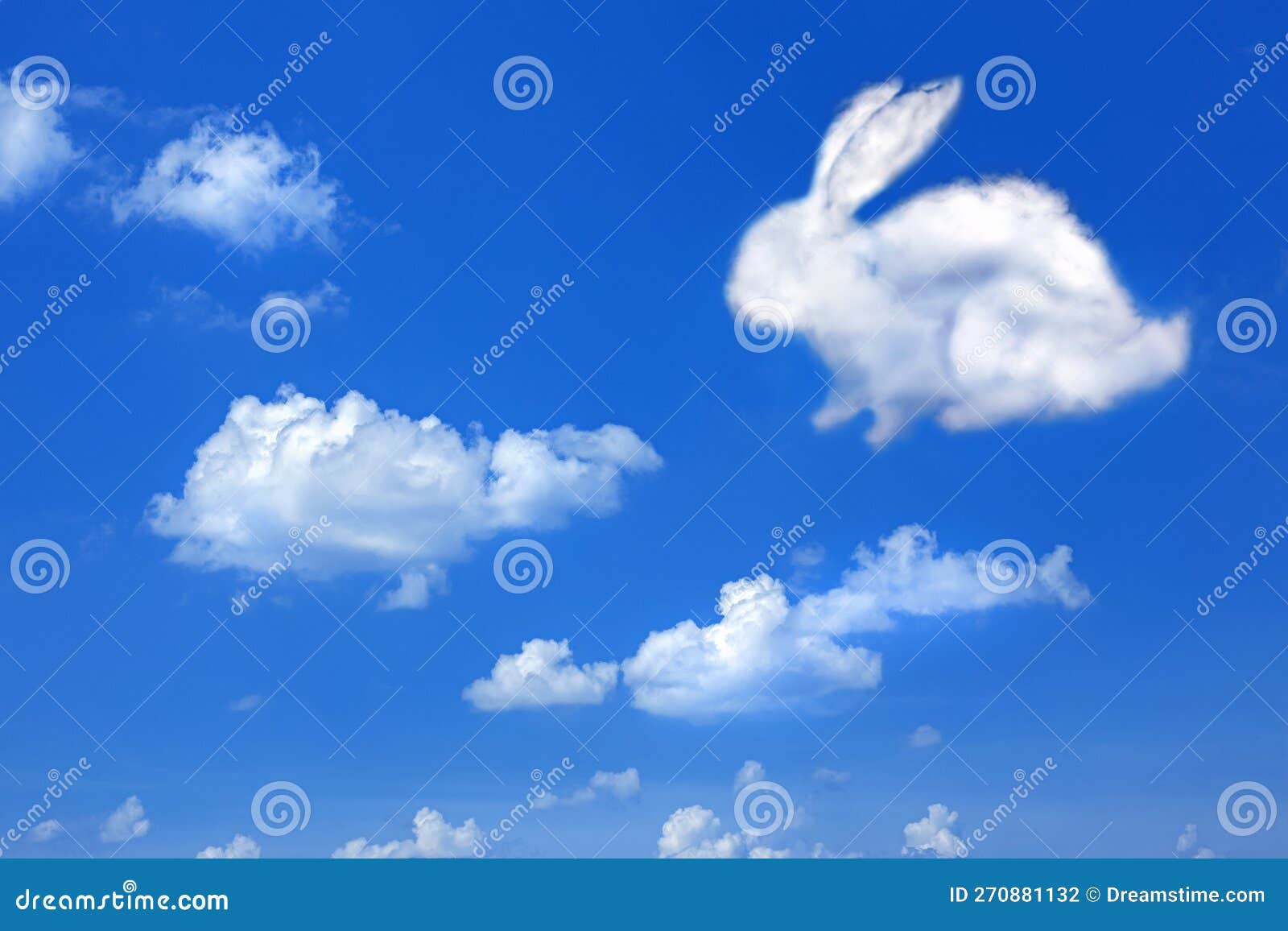 Fluffy Cloud Easter Bunny on a Cloudy Sky Blue Background Stock Photo - Image of animal, cloud ...