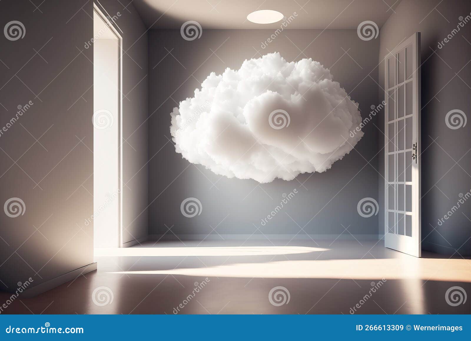 Fluffy Cloud Inside a Clean Empty White Room, Ai Generated Stock ...