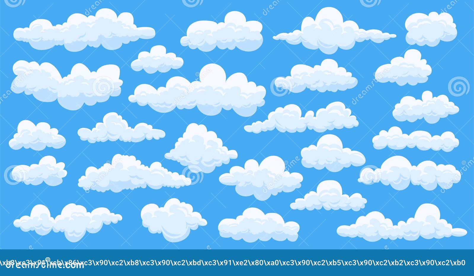 Fluffy Clouds. Cartoon Summer Clouds Cute Game Elements, Comic White ...