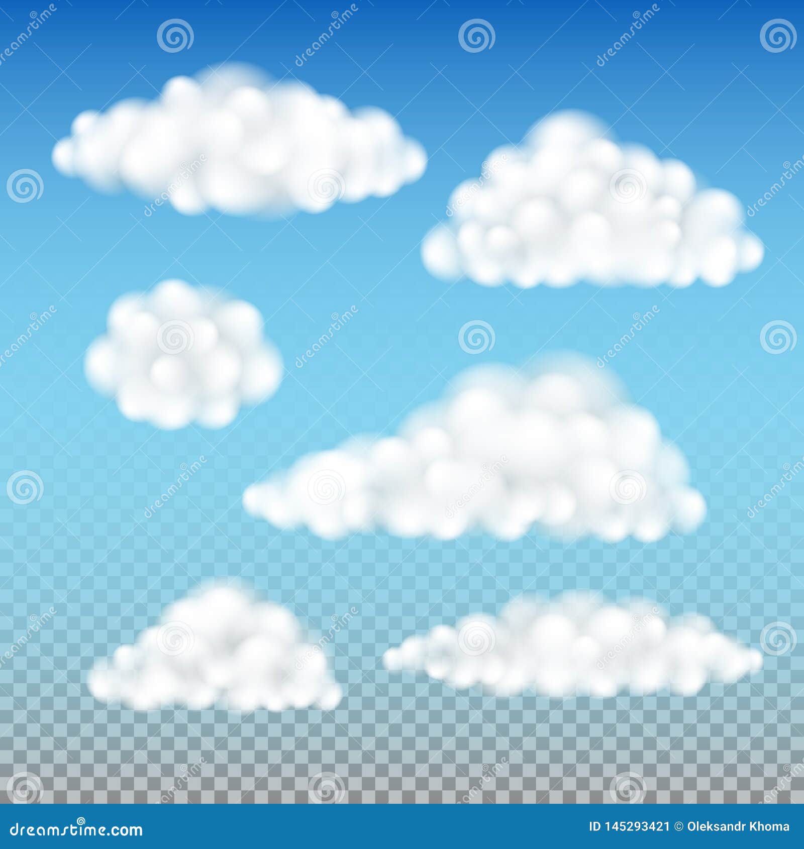 Fluffy Clouds Isolated, Set of Various Cotton Like Clouds Stock Vector ...