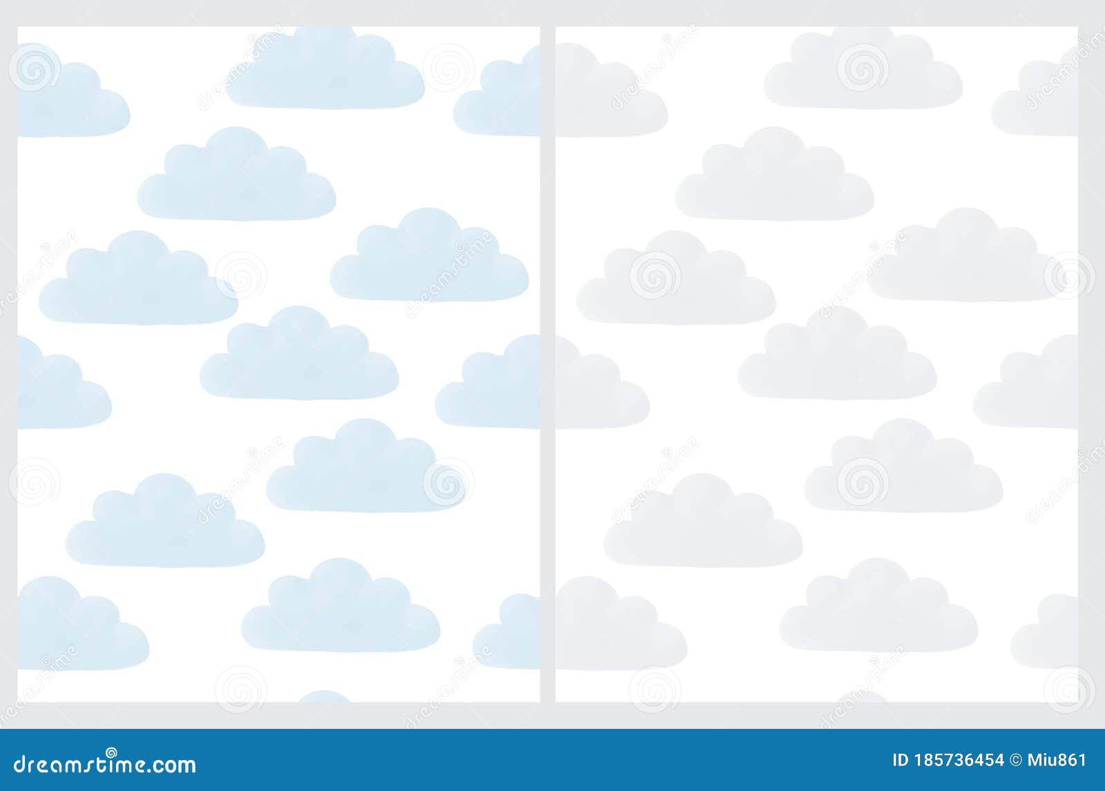 Fluffy Clouds Vector Pattern. Repeatable Sky Design. Stock Vector ...