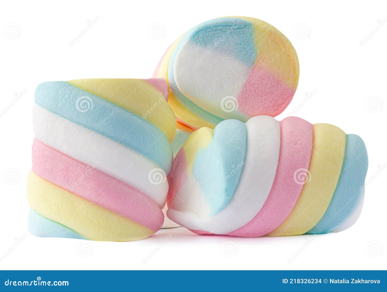 Fluffy Colorful Marshmallows Candy Isolated on White Background. Huge ...