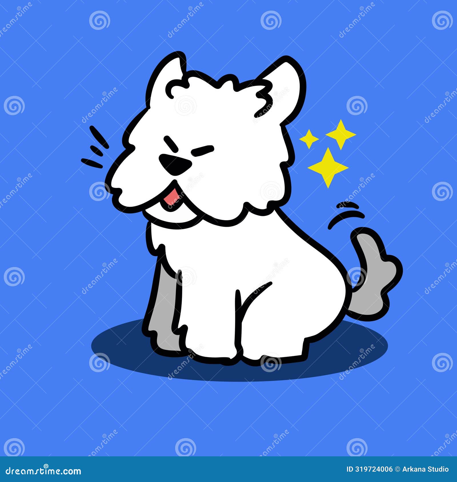 Fluffy Cute Dog Pure Bliss Expression Doodle Illustration Stock Vector ...