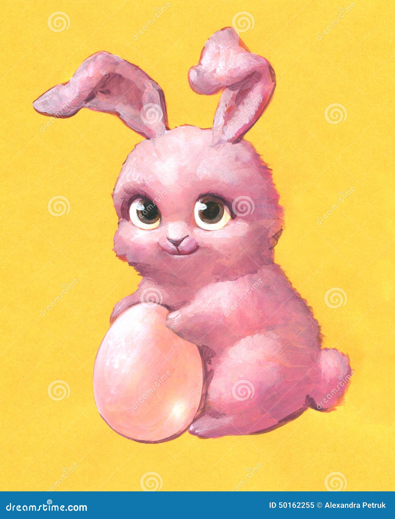 Fluffy Cute Pink Easter Rabbit Stock Illustration - Illustration of ...
