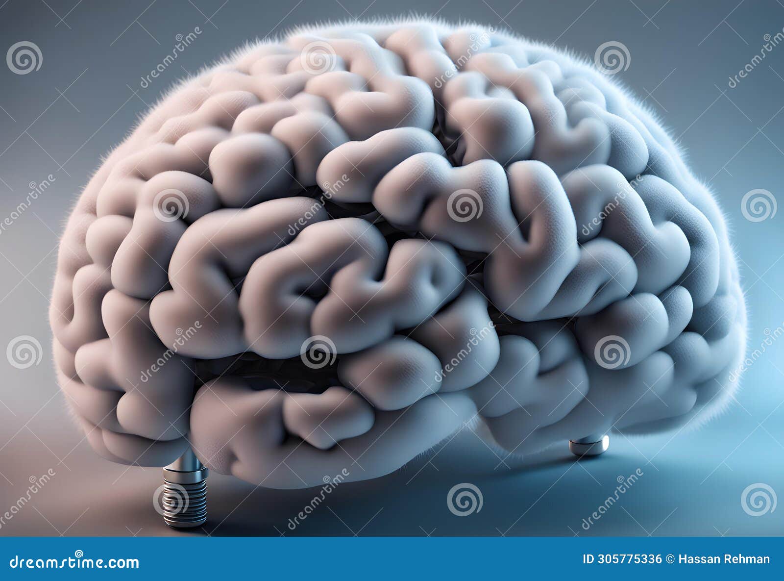 Fluffy 3D Image of Artificial Intelligence Brain Stock Illustration ...