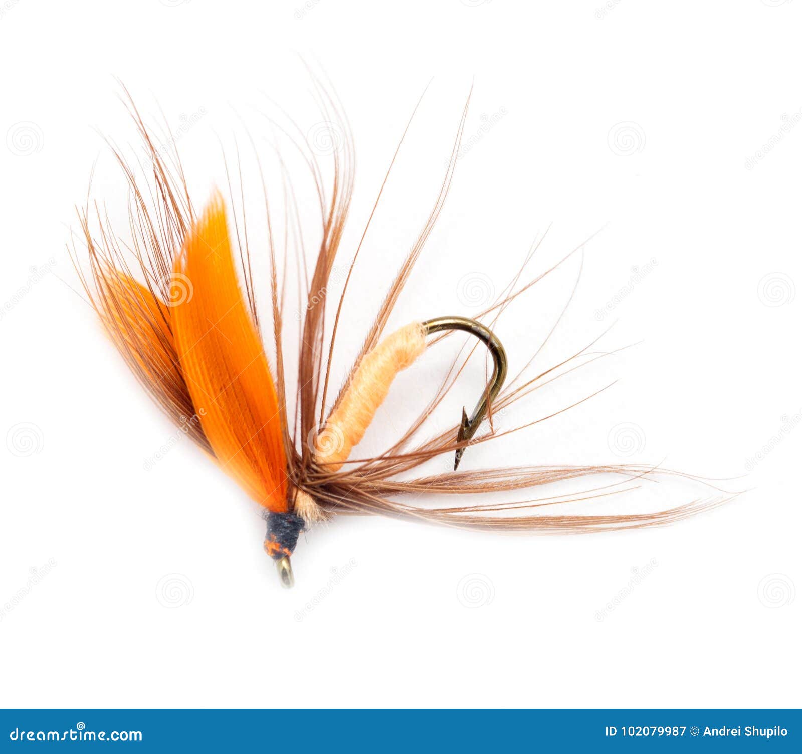 Fluffy Fly Fishing Hook Isolated on White Stock Image - Image of ...