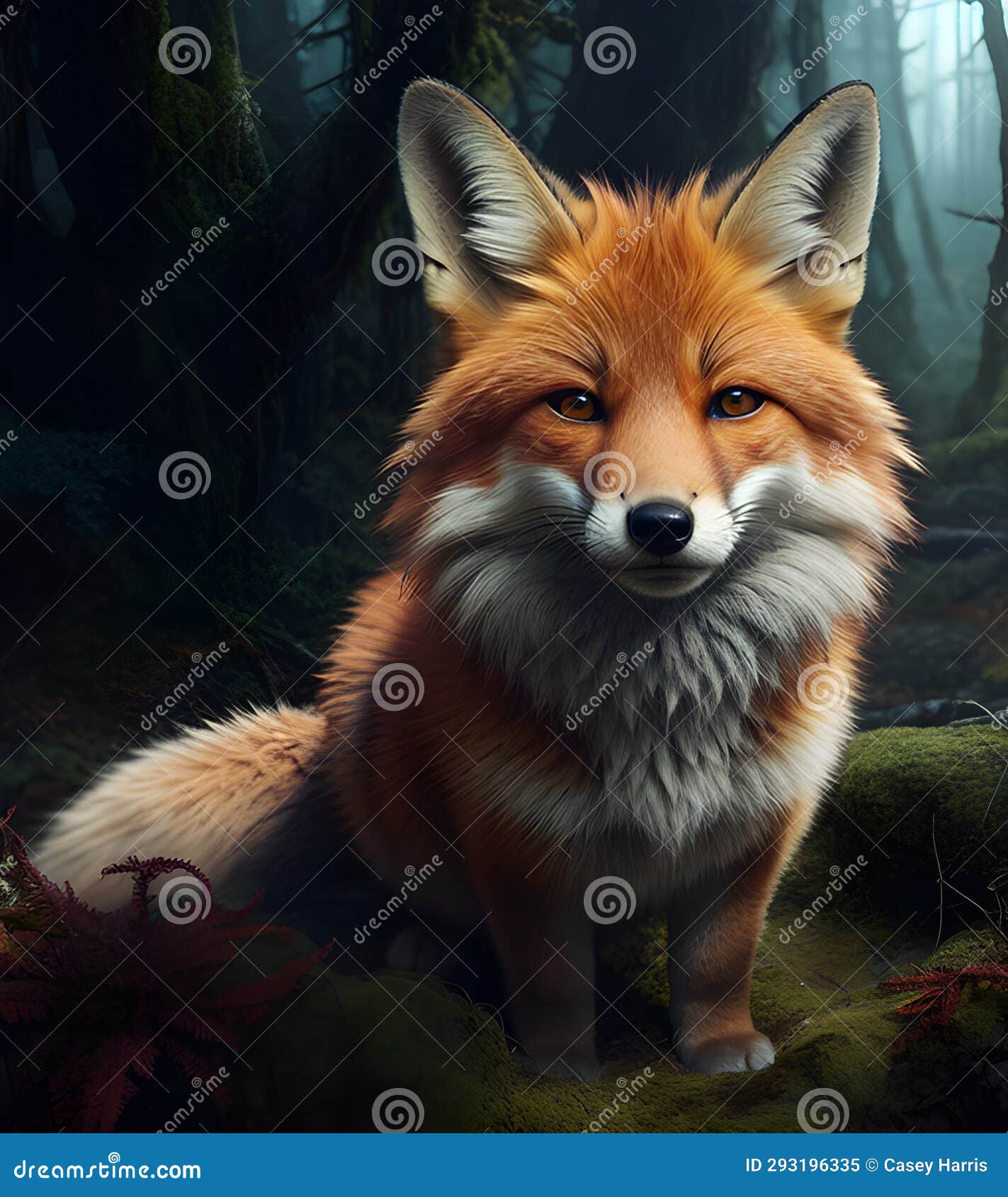 Fluffy fox close up stock illustration. Illustration of wild - 293196335