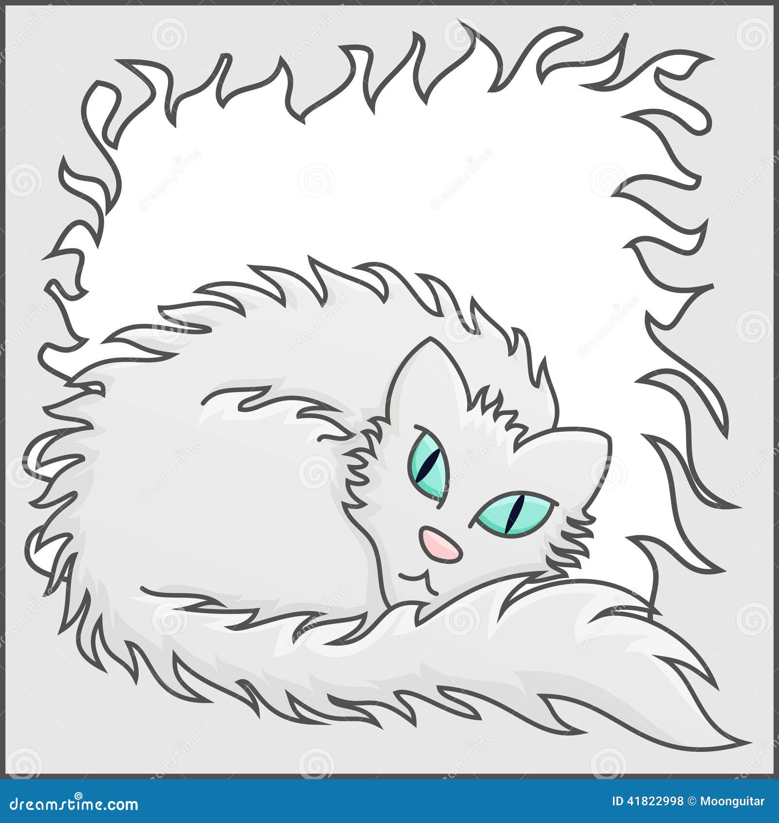 Fluffy Frame with White Fluffy Cat Vector Illustration Stock Vector ...