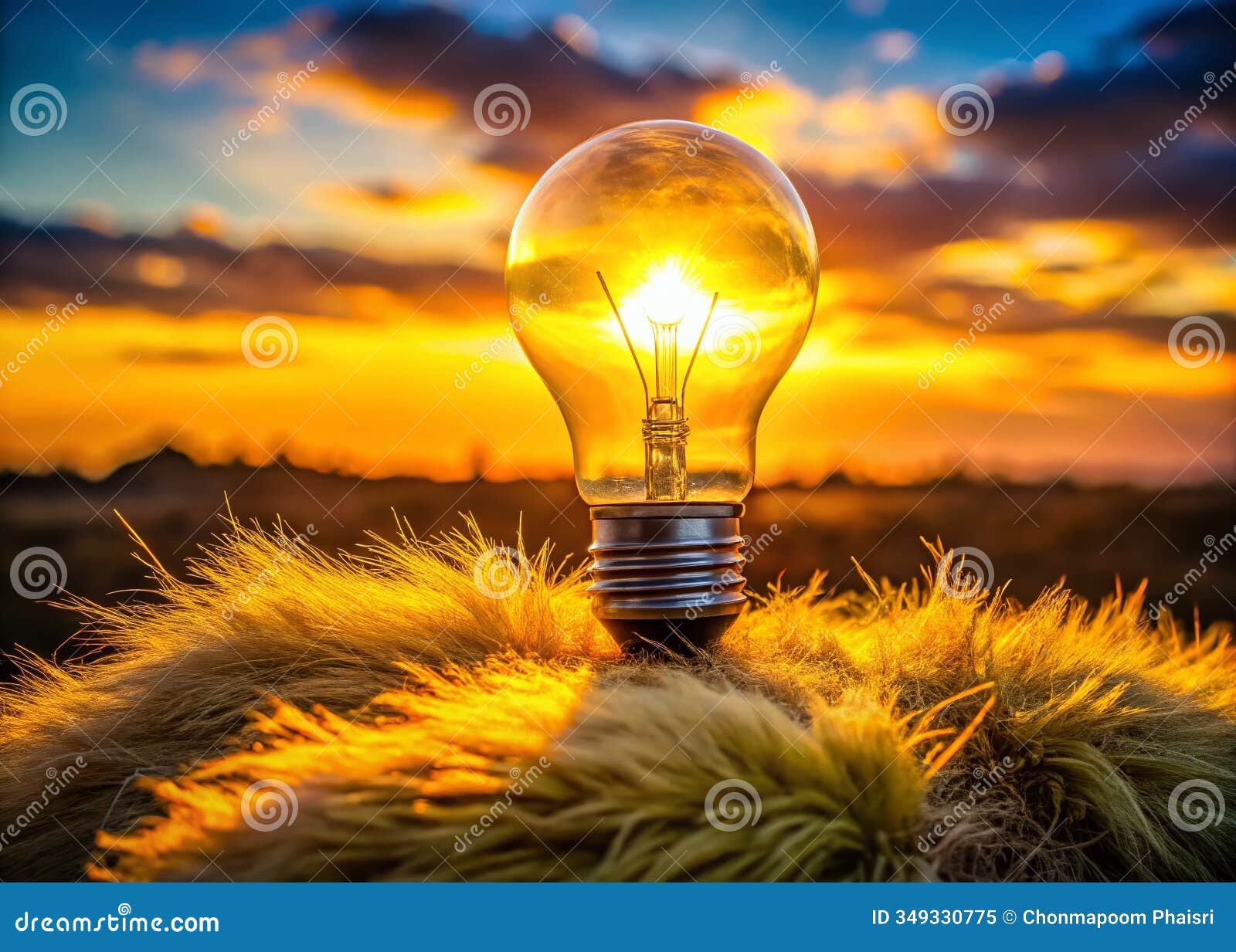 Fluffy FurAdorned Light Bulb Silhouette Against a Stunning Sunset a ...