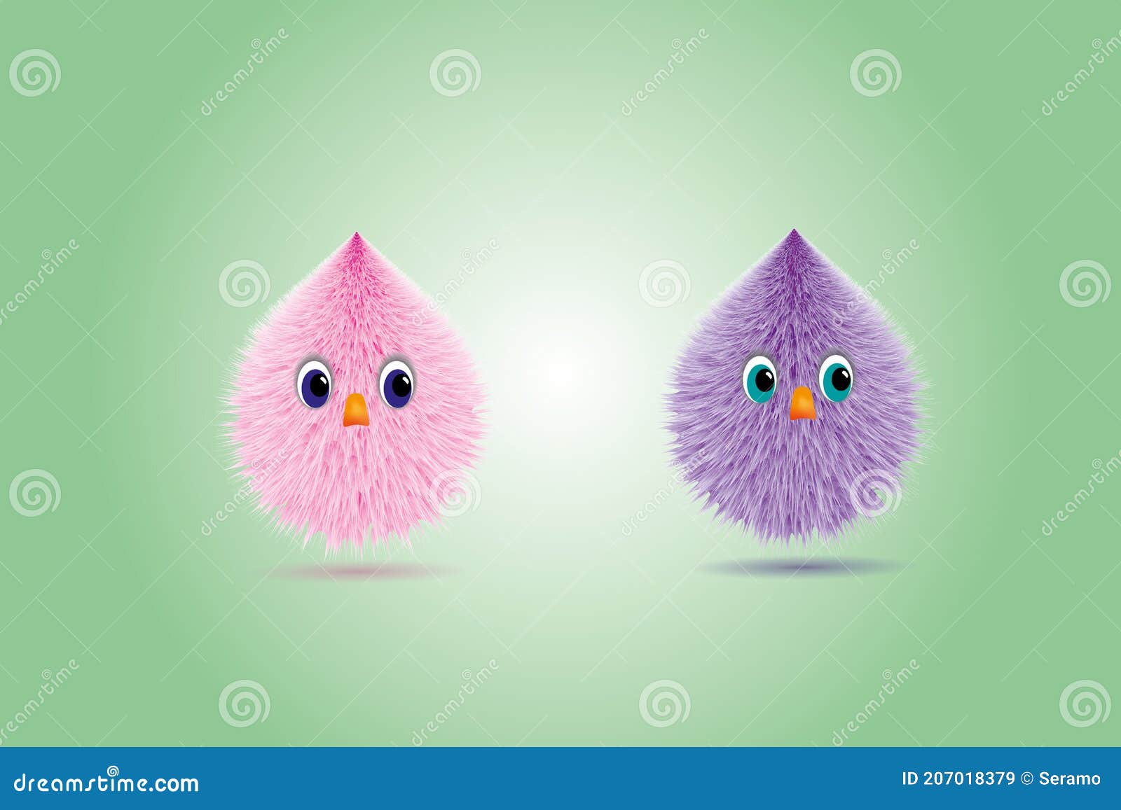 Furry balls creatures stock vector. Illustration of colorful - 207018379