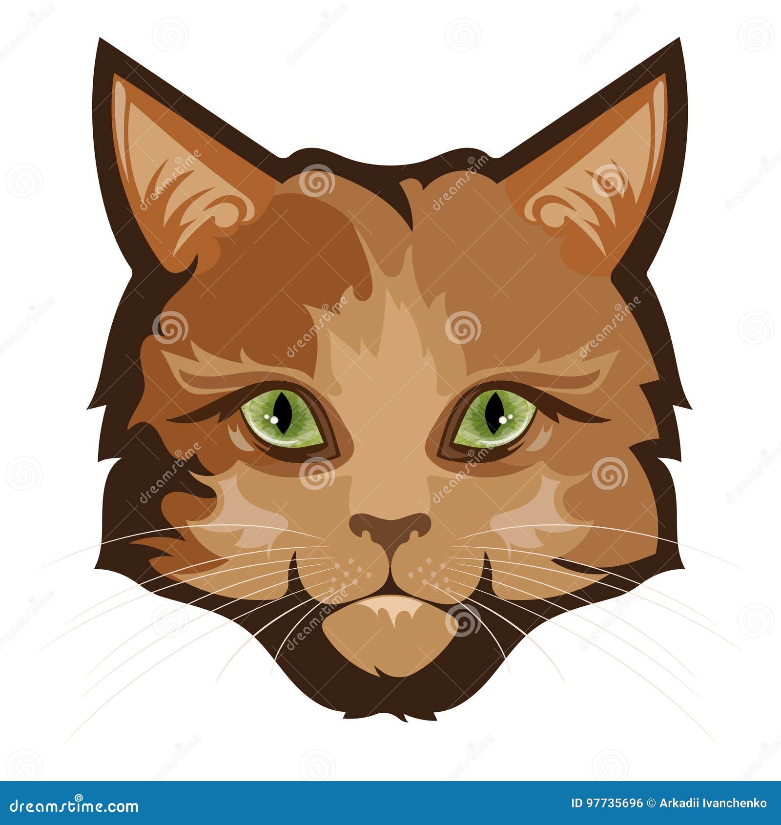 Fluffy ginger cat stock vector. Illustration of head - 97735696