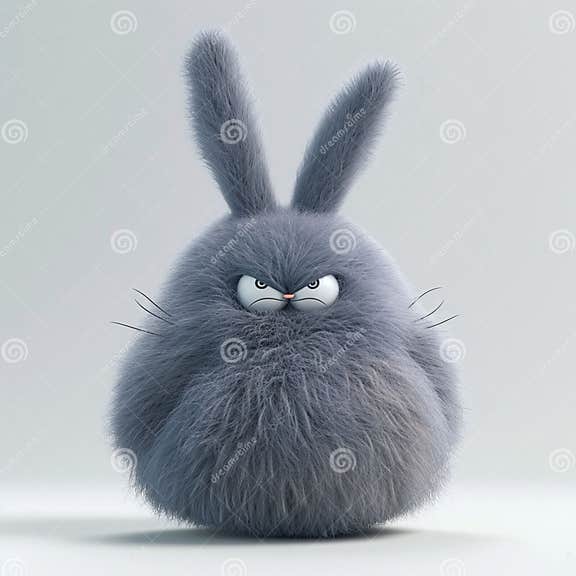 Fluffy Gray Bunny with Angry Expression in a Studio Setting Stock ...