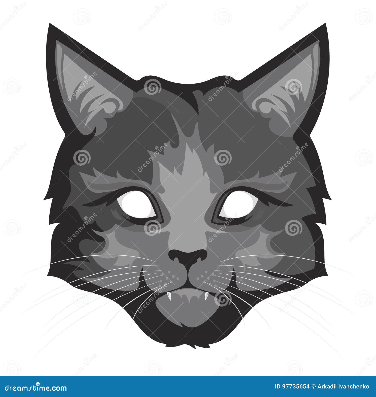 A Gray Tomcat. Angry Cat Cartoon With Electrical Fan. Cute Grumpy Cat ...