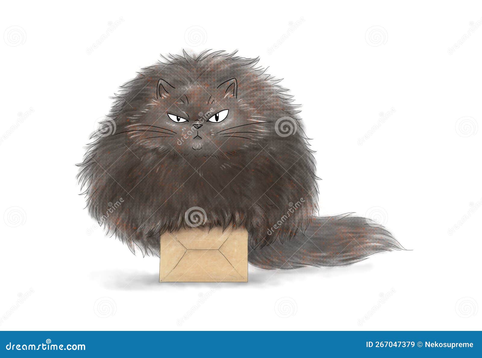 Fluffy Grumpy Cat in a Small Box (Clear Background) Stock Image ...