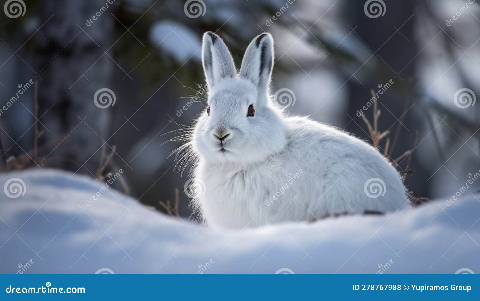 Fluffy Hare Sits in Snow, Ear Focused, Cute Portrait Captured Generated ...