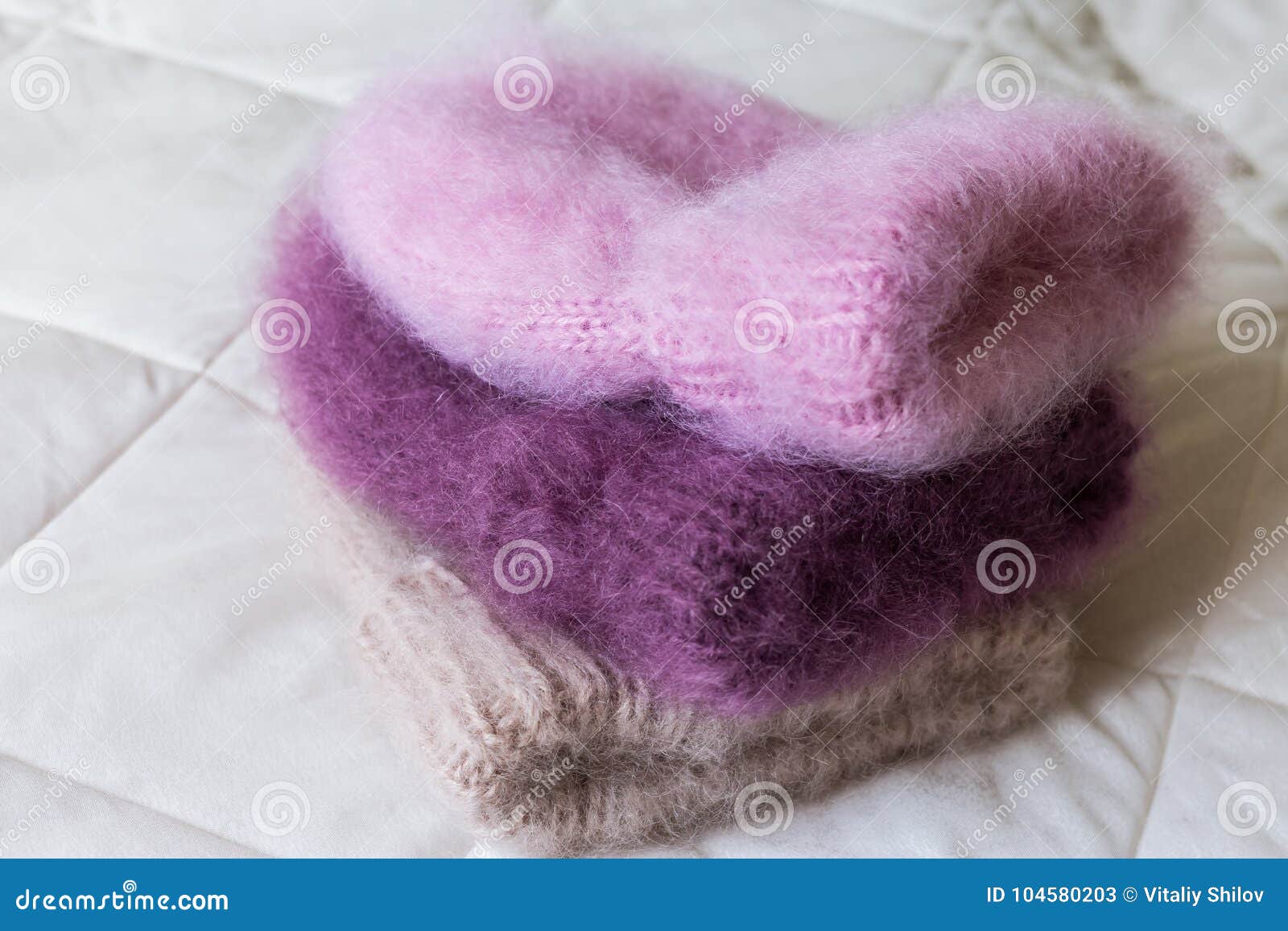 Fluffy Hats of Various Styles and Colors Hand-knitted Stock Image ...