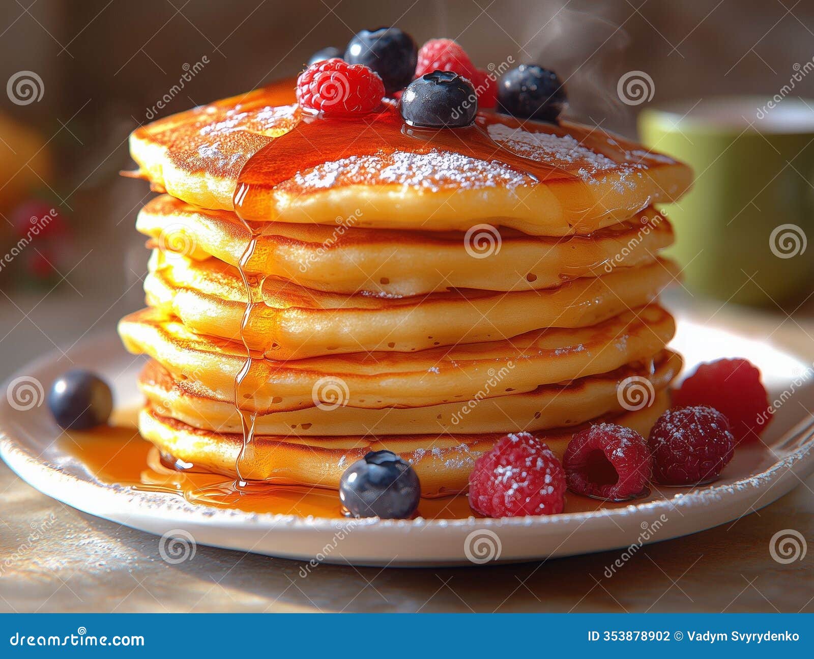 Fluffy Japanese Pancake Stack Stock Illustration - Illustration of ...