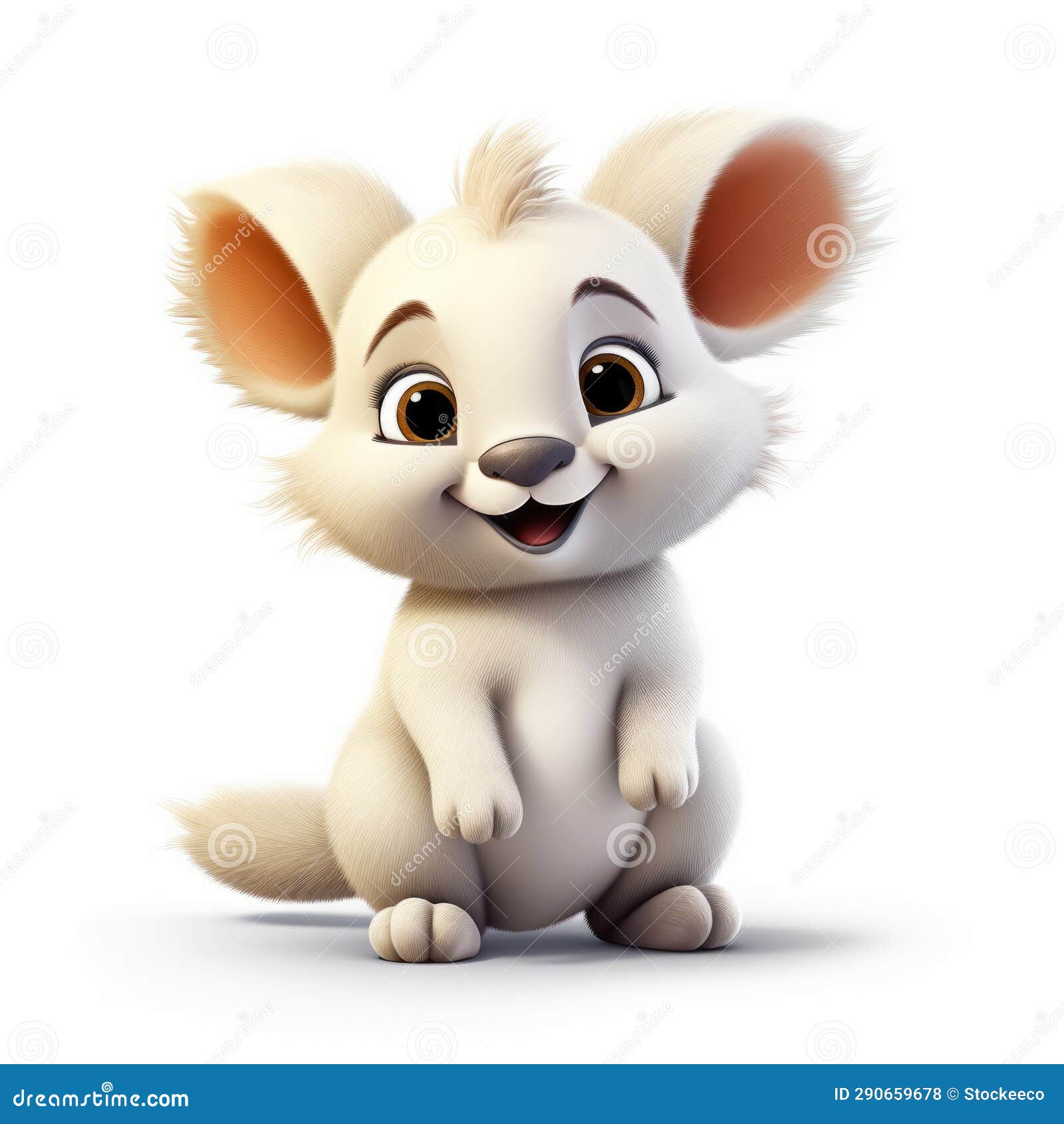 Fluffy Kangaroo Mouse: Cute 3d Animation Icon with White Fur ...