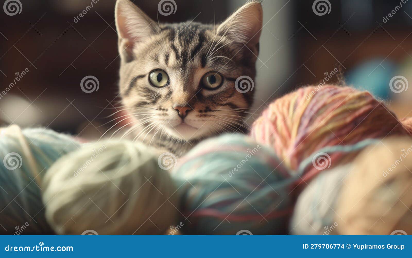 Fluffy Kitten Playing with Wool, a Cute and Creative Hobby Generated by ...
